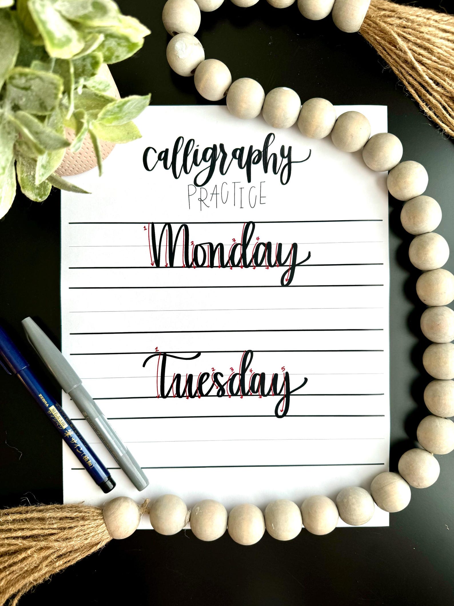 Modern Calligraphy Practice Sheets for Hand Lettering Weekday Practice ...