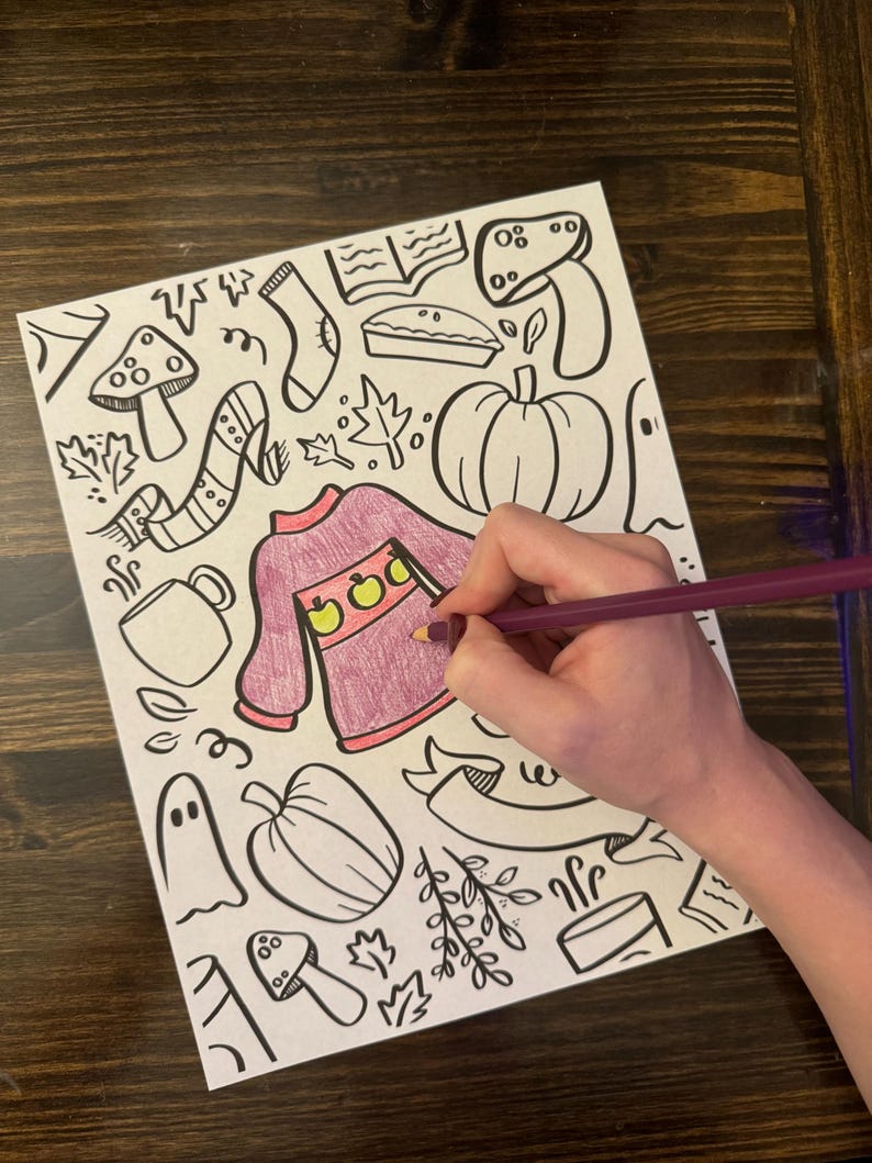 Coloring Page Fall Themed Coloring Sheet for Fall Coloring Page for ...