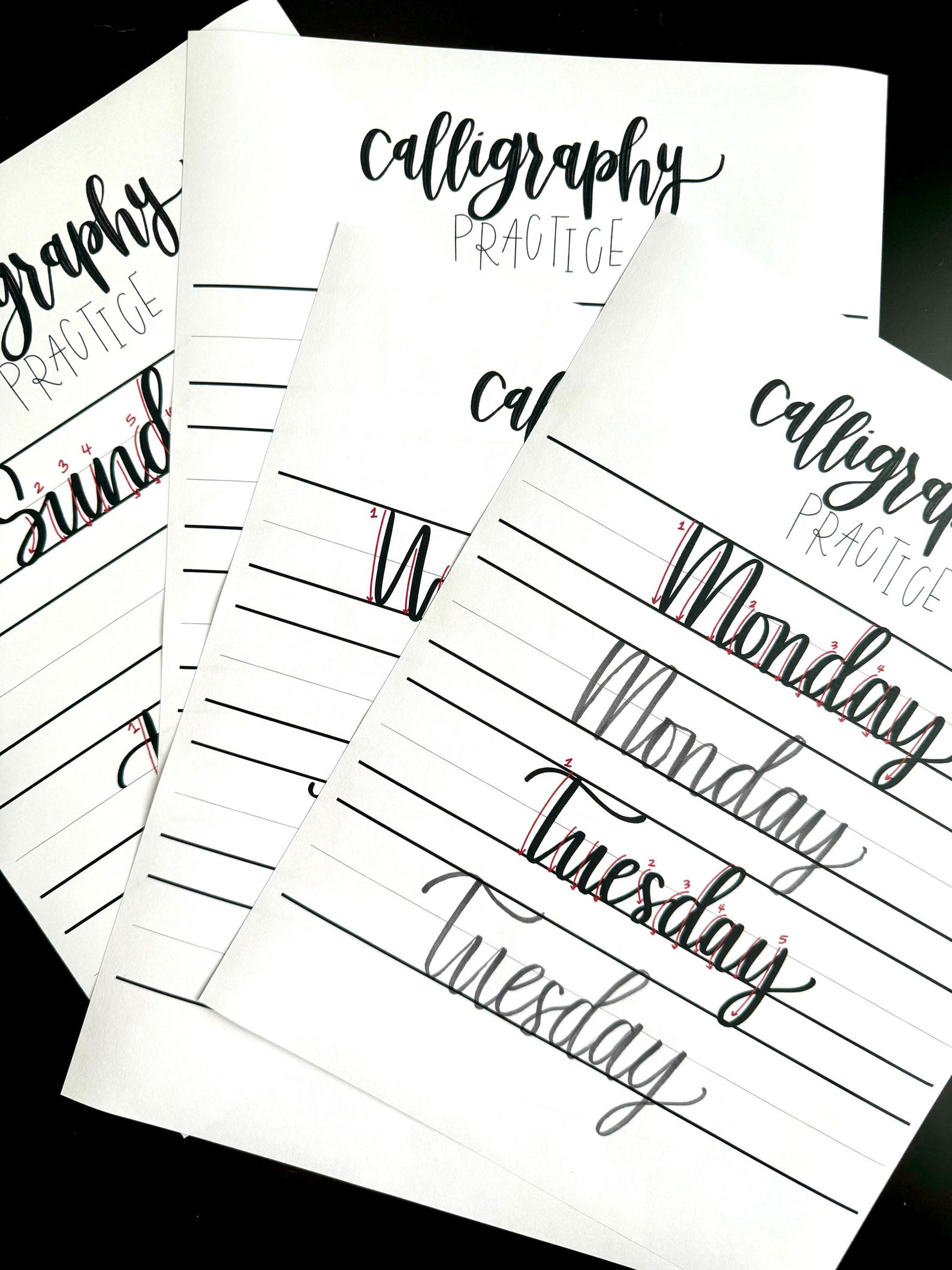 Modern Calligraphy Practice Sheets for Hand Lettering Weekday Practice ...