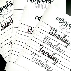 Modern Calligraphy Practice Sheets for Hand Lettering Weekday Practice ...