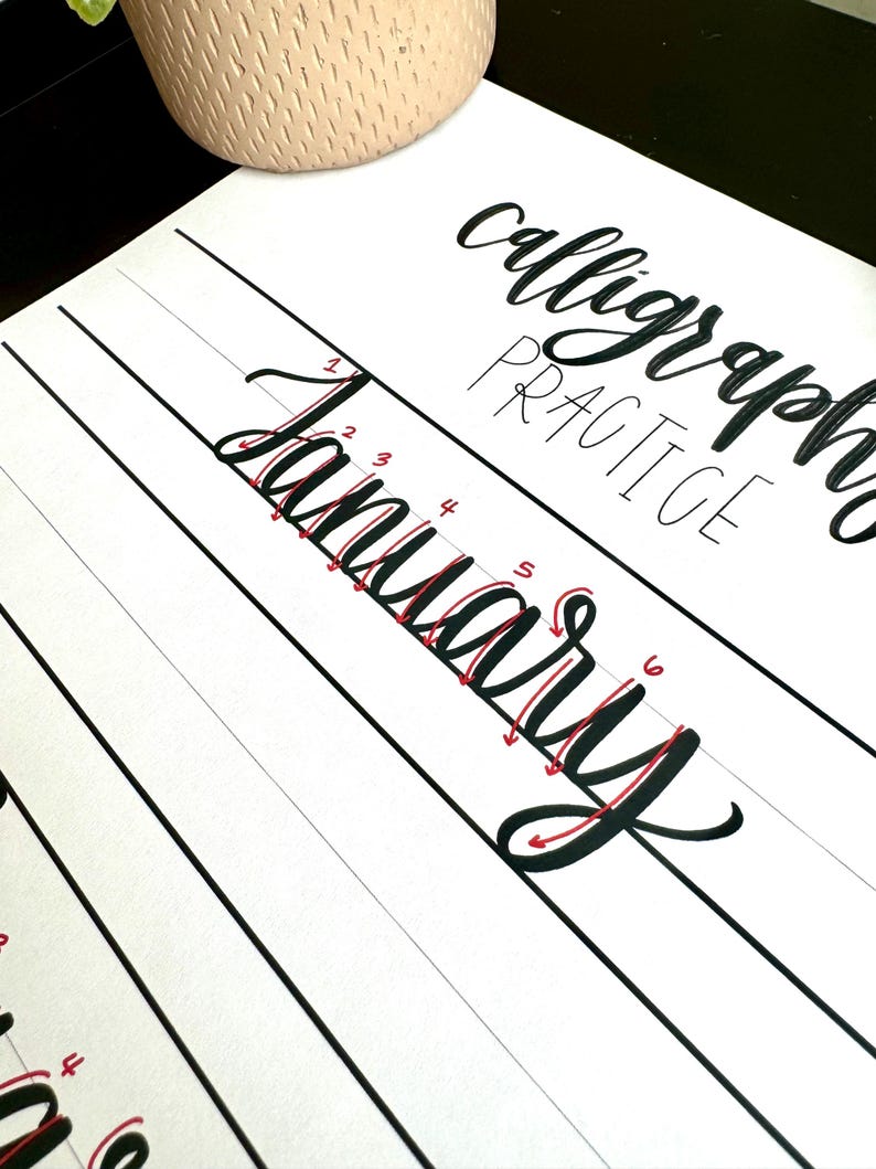Modern Calligraphy Practice Sheet Months Hand Lettering Practice Sheets ...