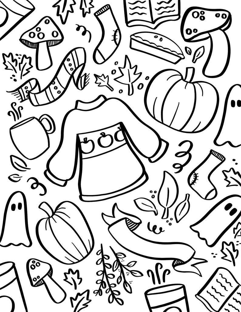 Coloring Page Fall Themed Coloring Sheet for Fall Coloring Page for ...