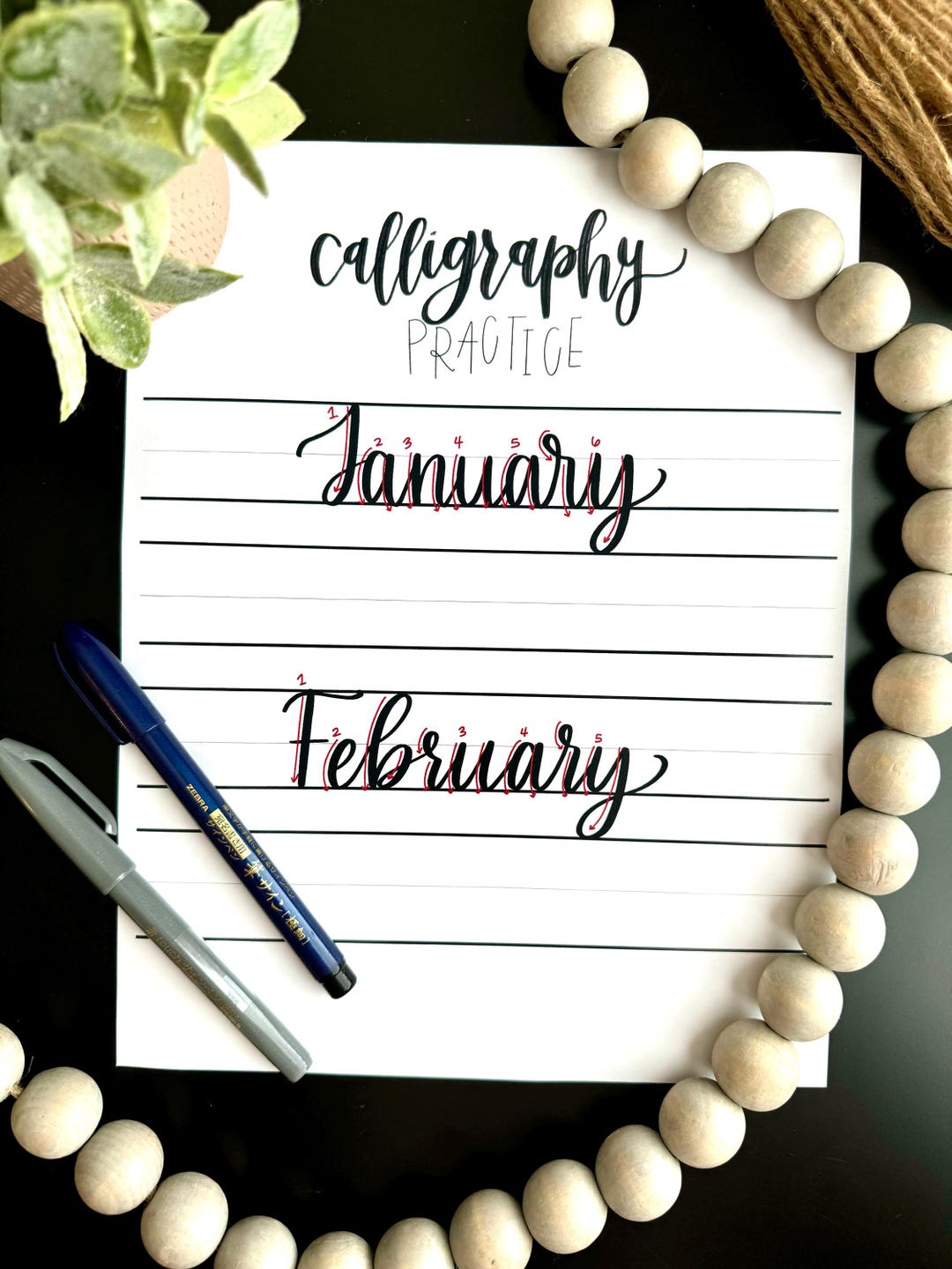 Modern Calligraphy Practice Sheet Months Hand Lettering Practice Sheets ...