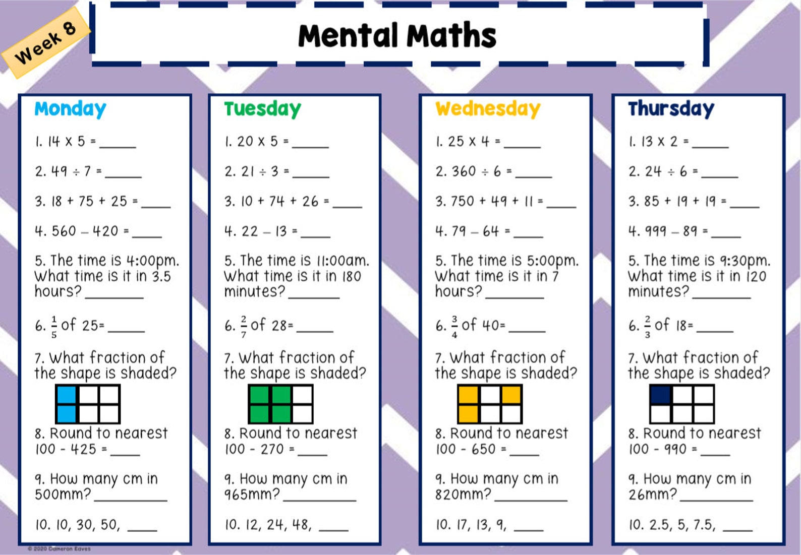 Daily Mental Maths Grade 4 & 5 NO PREP | Etsy