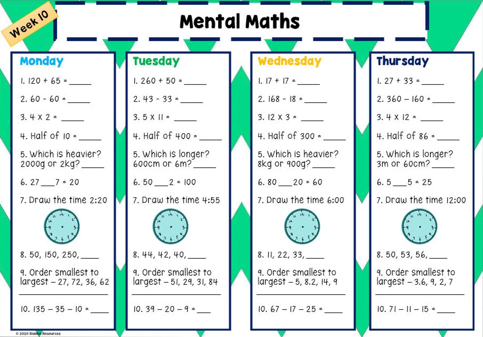 Daily Mental Maths Grade 3 Mathematics Homeschool | Etsy