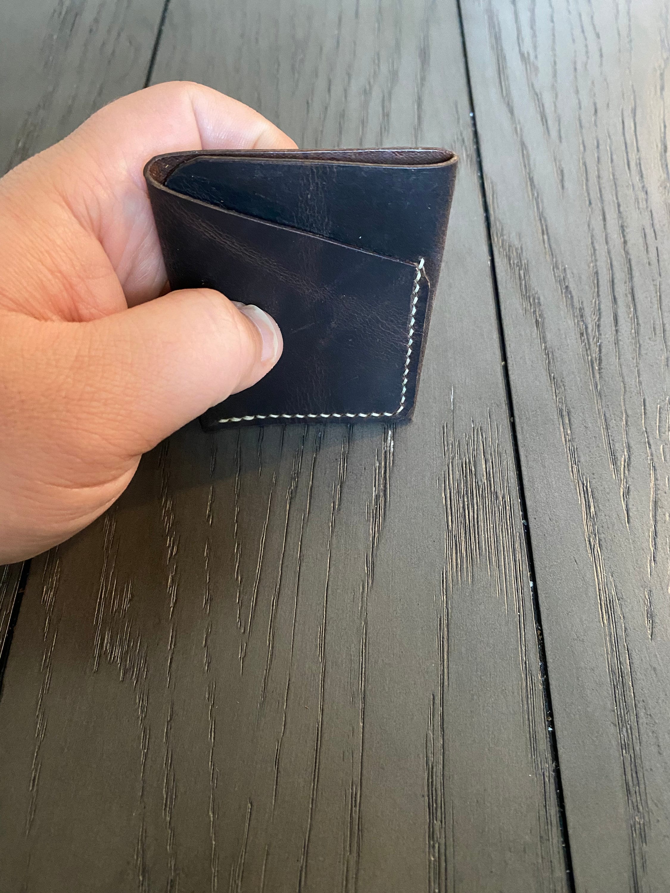 Handmade Minimalist Card / Cash Holder Distressed Leather | Etsy