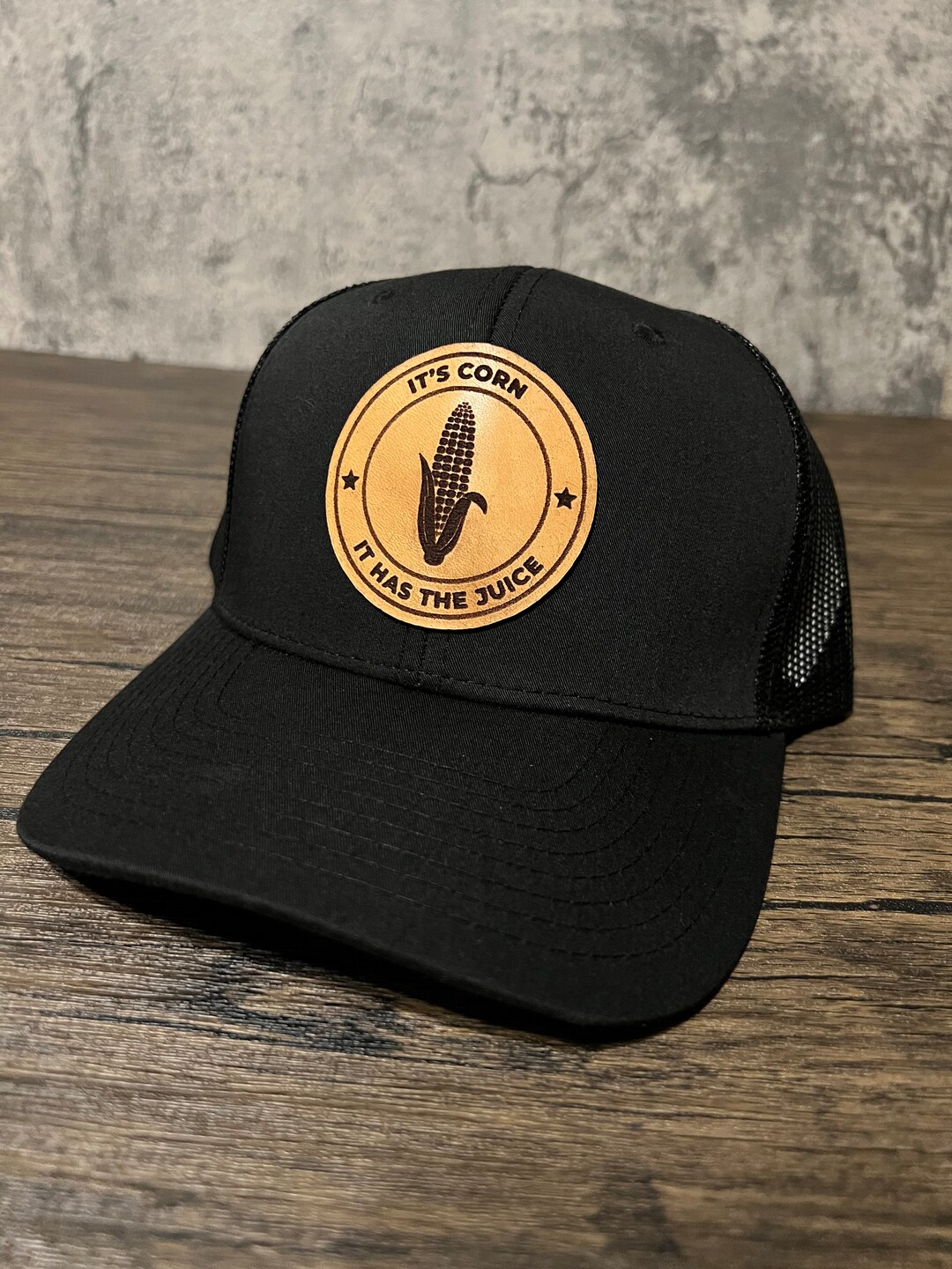 It's Corn Leather Patch Hat - Veg Tan Leather - Etsy