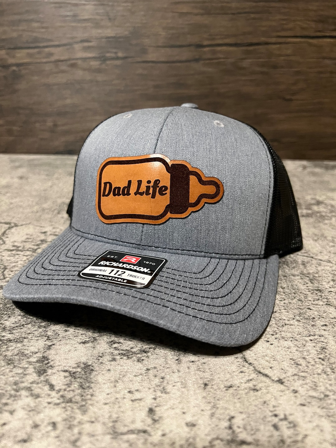 Dad Life Hat - Baby Bottle Dad Hat - Custom Leather Patch Hat - New Dad ...