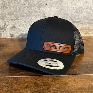 Pawpaw - Real Leather Patch Hat - New Grandpa Gift - Pawpaw Birthday ...