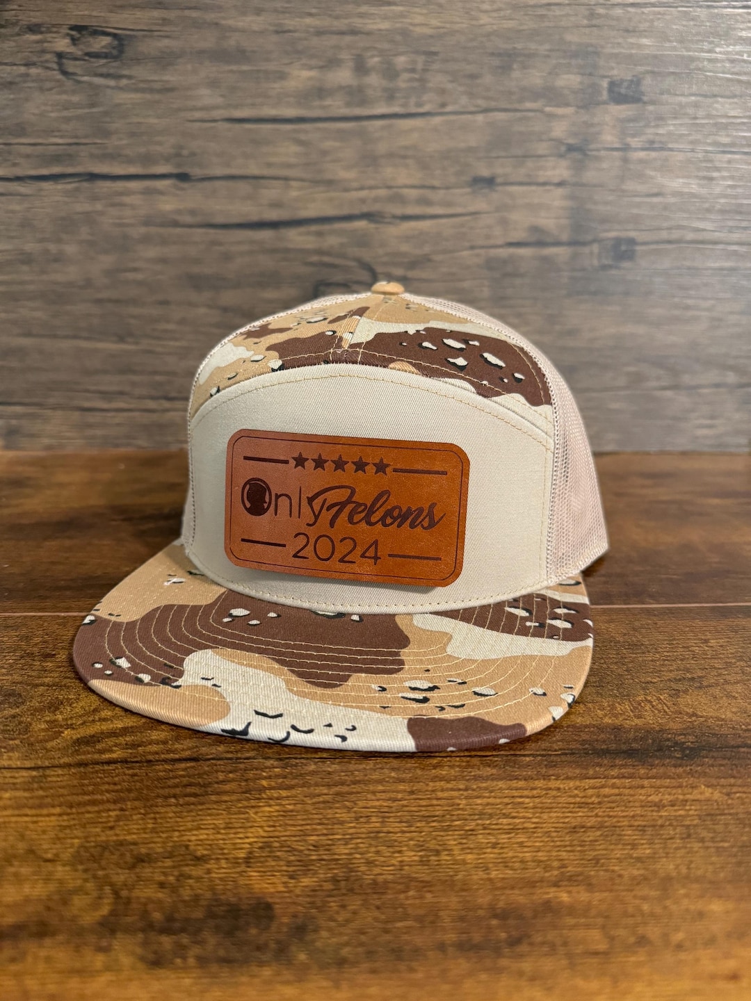 Desert Camo Custom Leather Patch Hats - Richardson 168 Custom Leather ...