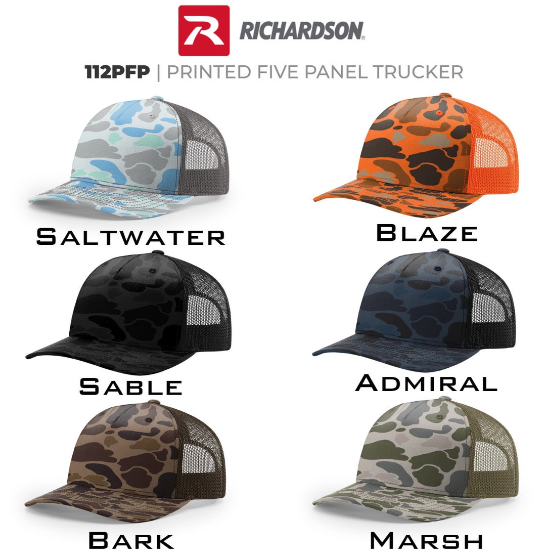 Richardson 112 PFP Custom Leather Patch Hat, Duck Camo, Printed Five ...
