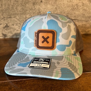 Richardson 112 PFP Custom Leather Patch Hat, Duck Camo, Printed Five ...