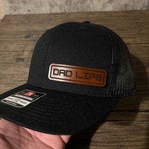 Dad Life Hat - Best Dad Hat - Dad Leather Patch Trucker Hat - Fathers ...