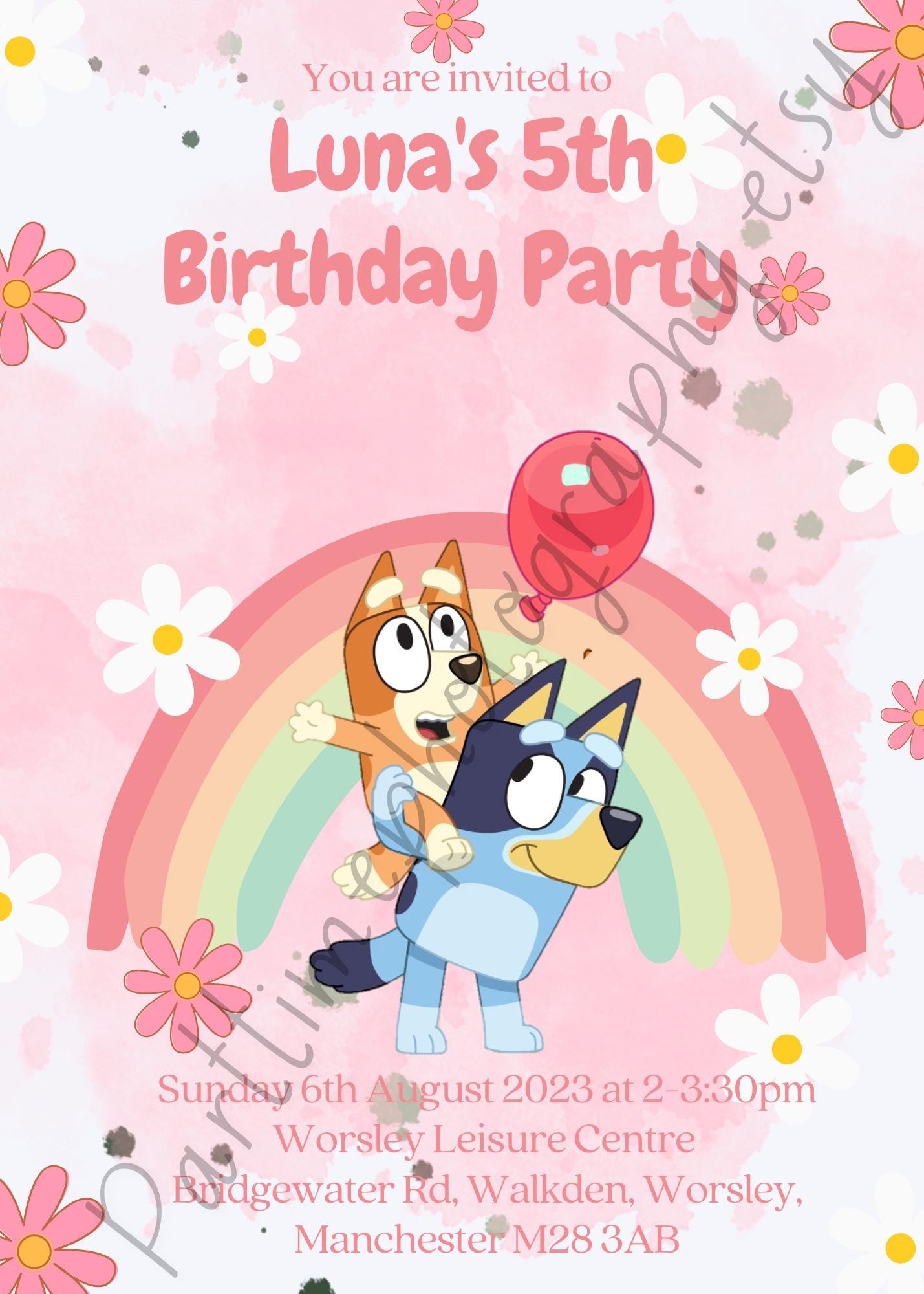 Bluey&bingo Birthday Invitation (DIGITAL ONLY) - Personalised - Etsy