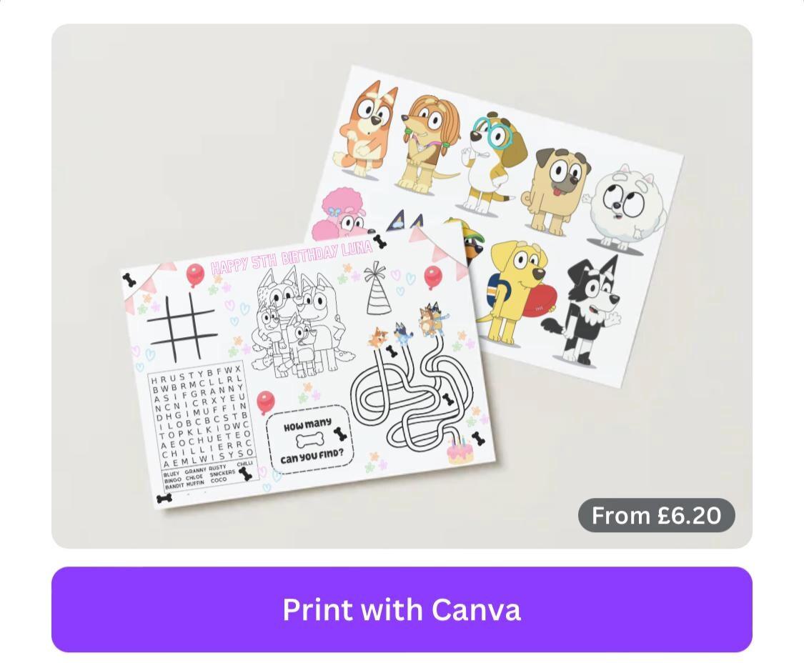 Bluey Birthday Activity Sheets (kids Party) - Etsy