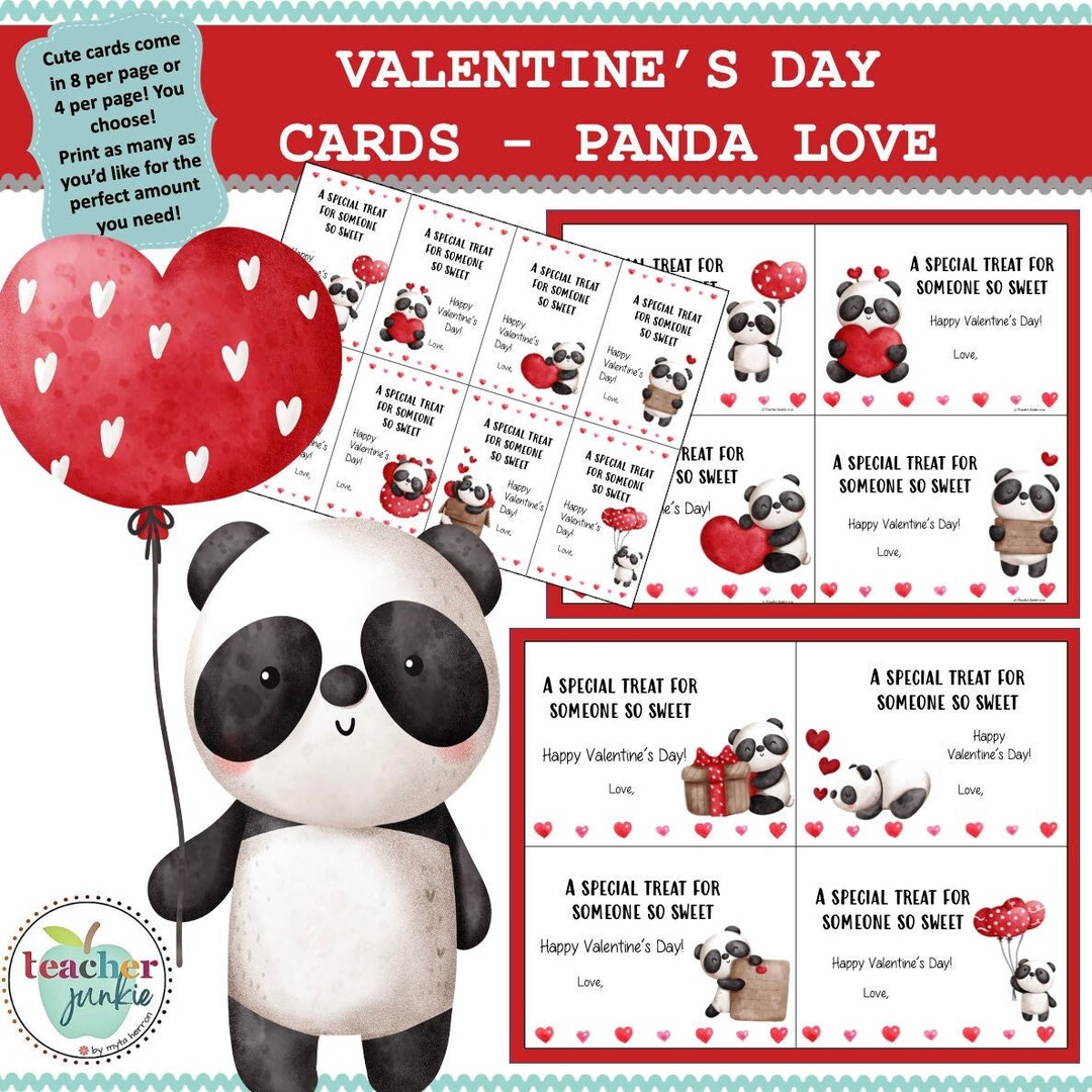 DIGITAL DOWNLOAD/PRINTABLE Valentines Day Cards - Sweet Panda Love - Etsy