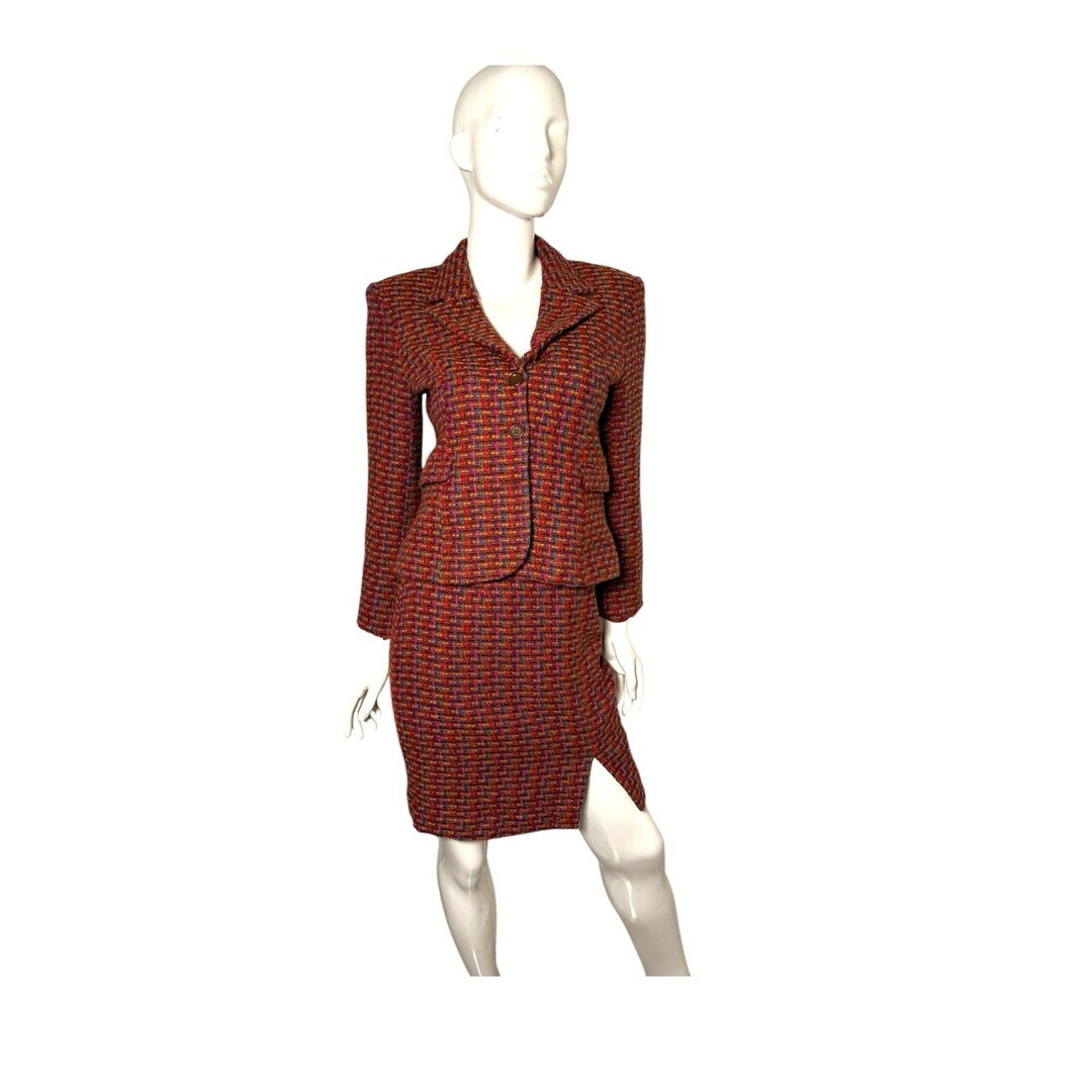 Vintage Tweed Suit Colorful Ice Cube by Michael Wool Blend Boucle Set 6 ...