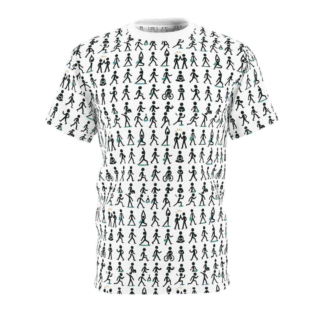 Stick Figure Pattern Tee | All-over Print People Silhouettes - Etsy