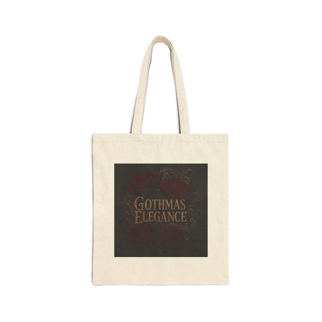 Gotham Elegance Tote Bag | Gothic Script Logo, Canvas Shopper - Etsy