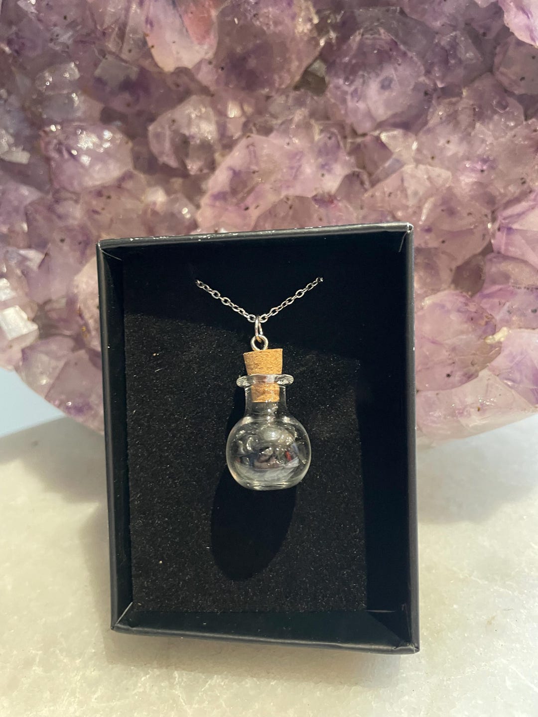 Black Obsidian Crystal Chip Potion Bottle Necklace – Protection ...