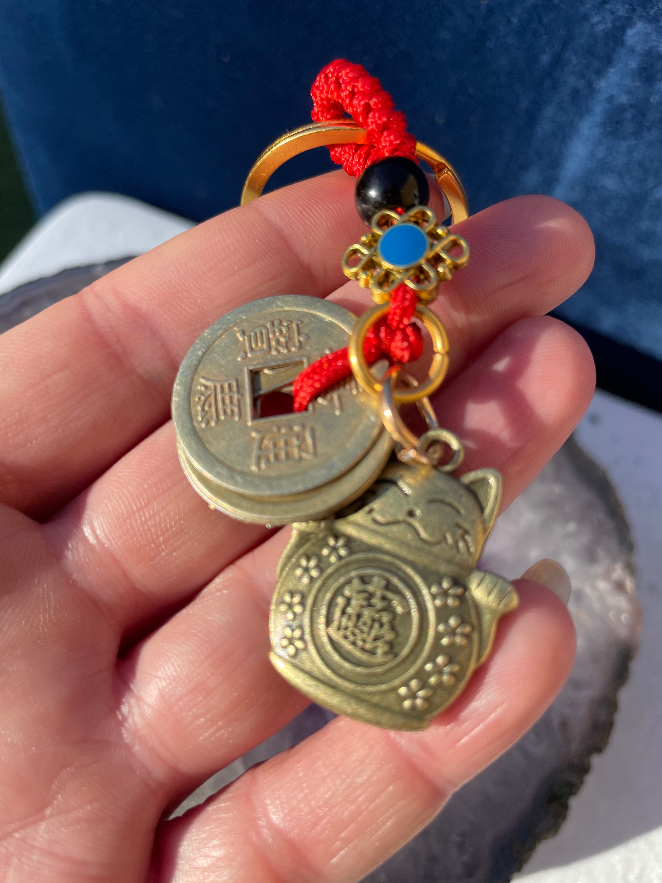 Feng Shui Golden Cat Keyring Keychain Lucky Cat Good Luck - Etsy UK