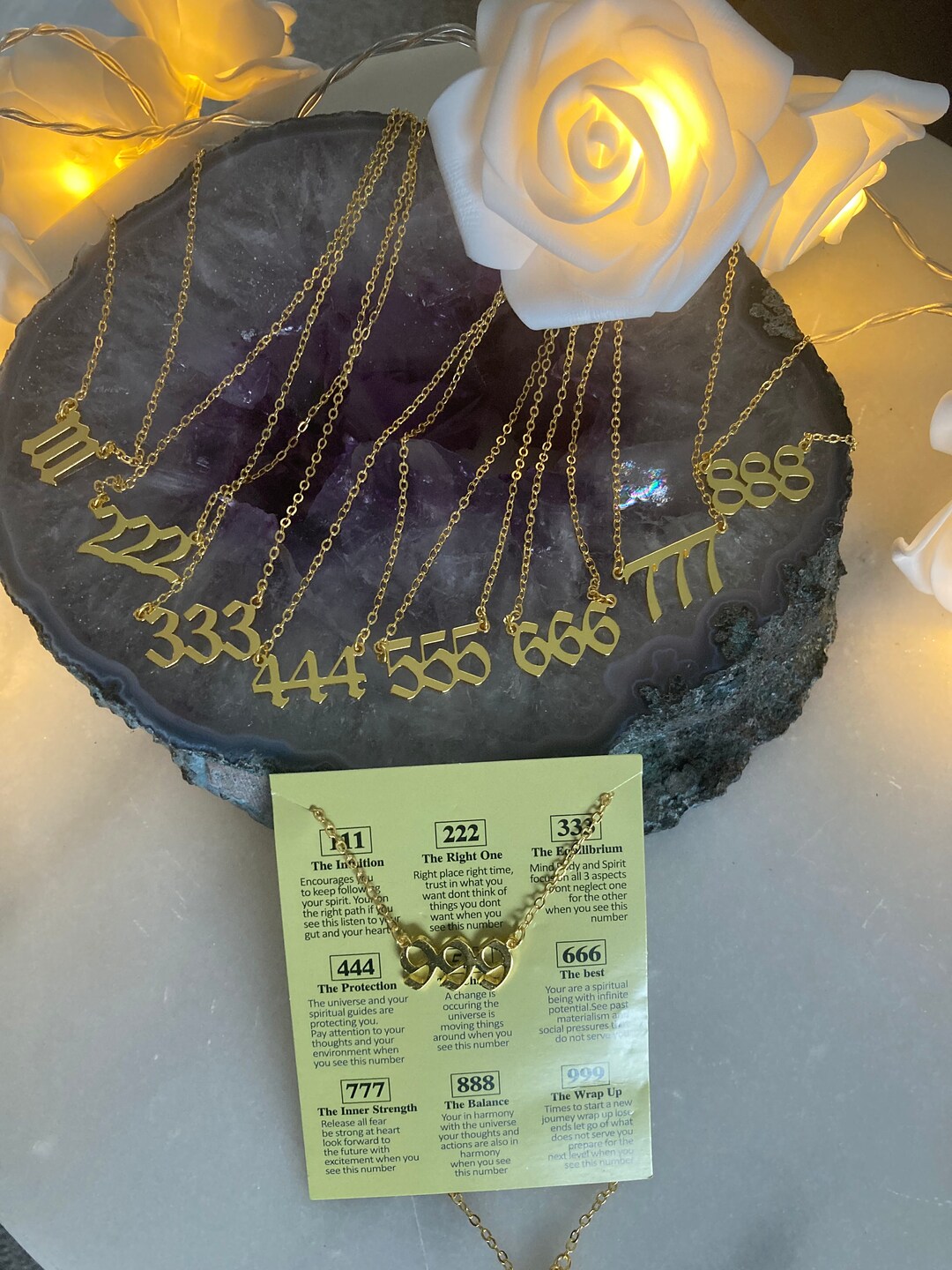 Angel Number Necklace Gold Tone With Card - Etsy