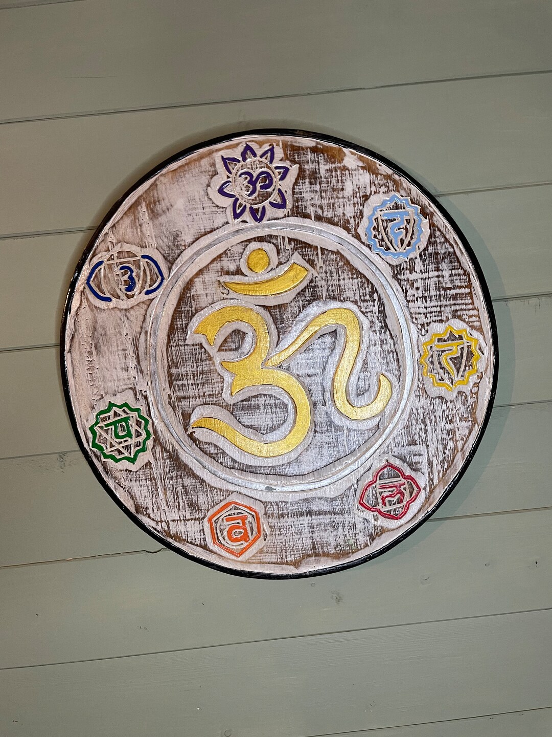 Harmony and Healing: Seven Chakra Ohm Lotus Wooden Wall Decor - Etsy
