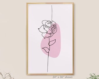 Rose Line Drawing Print, Modern Line Drawing, One Line Drawing, Art Modern, Home Print, Wall Art ...