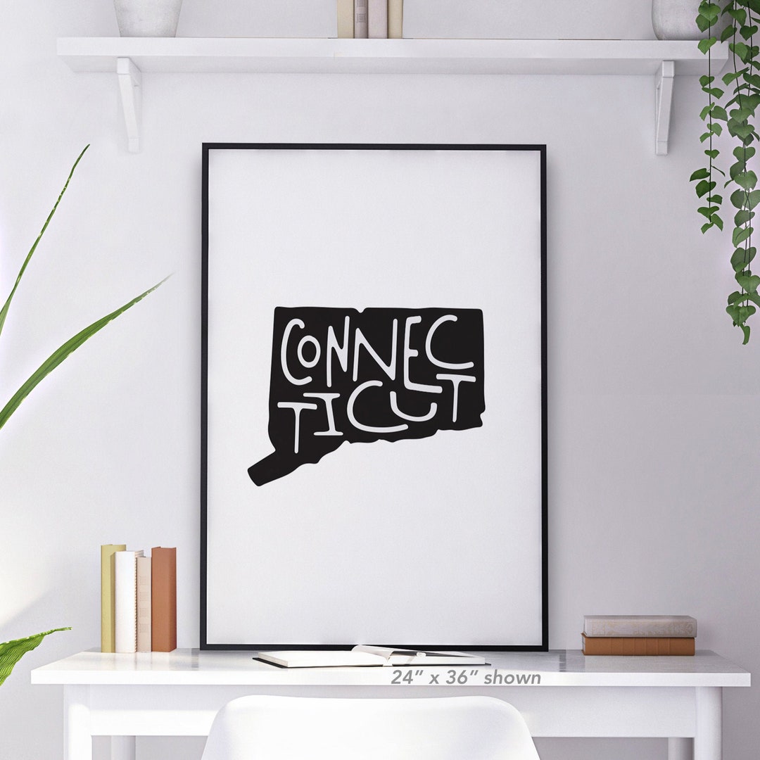Connecticut Art Print, Connecticut United States Map Print Poster ...