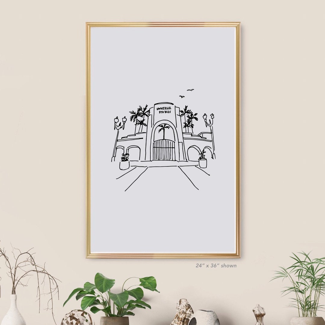 Universal Studios Los Angeles Drawing Painting Sketch Print Poster ...
