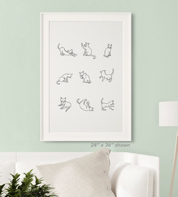 Wall Décor Home Décor Cat Poster Gallery Wall Art Minimalist Cat Poster ...