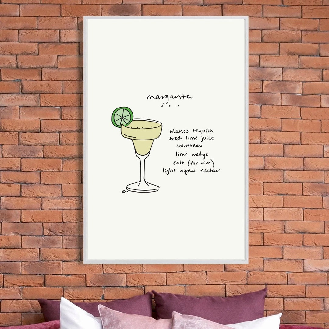 Margarita Bar Cocktail Poster Drawing Painting, Mexican Frozen Marg ...