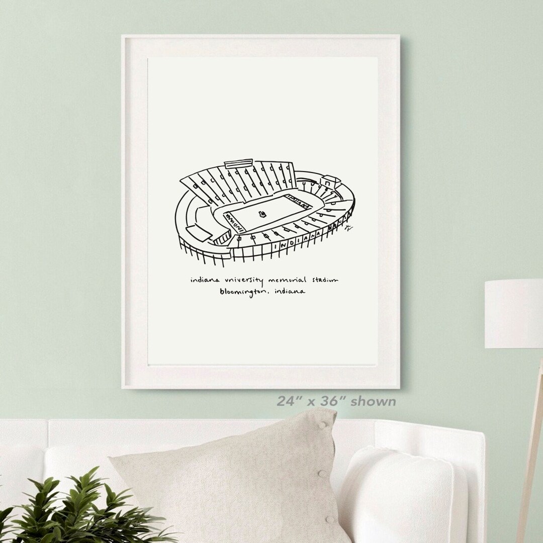 Indiana University Memorial Stadium Poster Print Drawing, Indiana ...