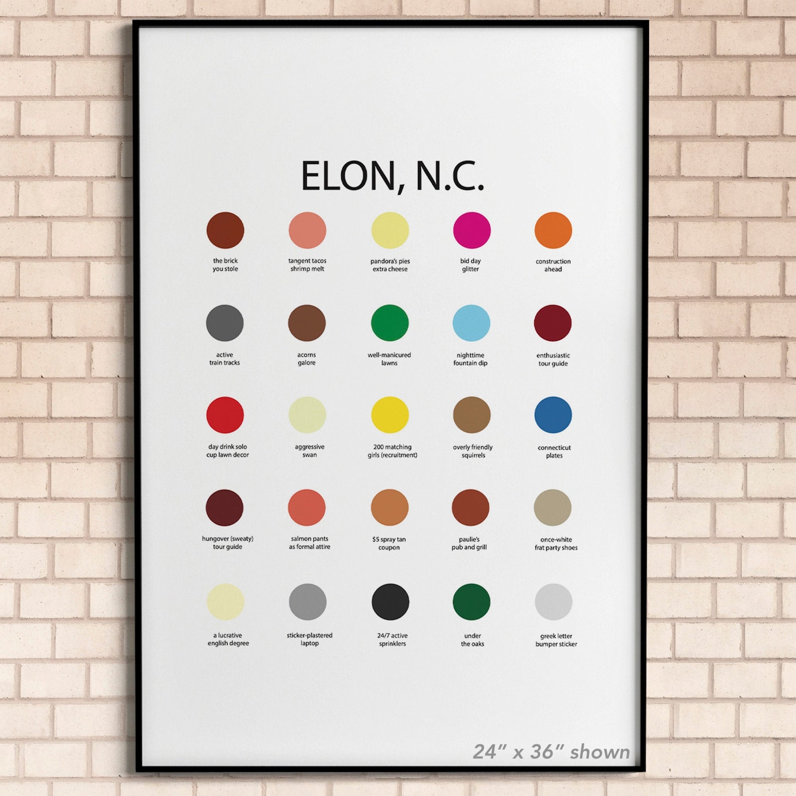 Elon, North Carolina Color Palette Print, Elon NC Map Print, North Carolina USA Map Art Poster ...