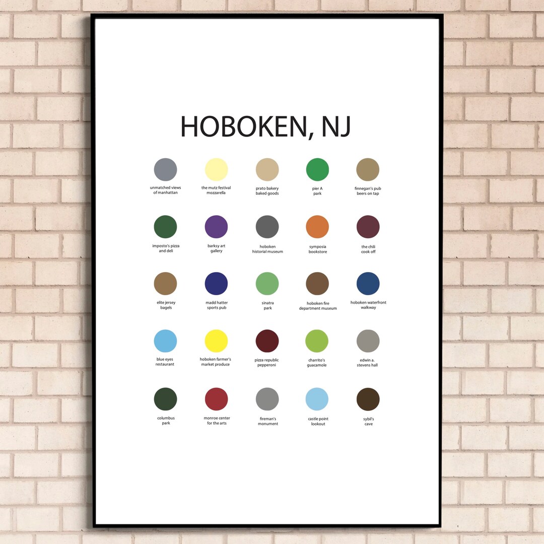 Hoboken, NJ Color Palette Print, New York City Wall Art Print, NJ ...