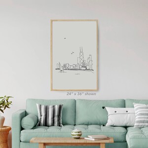 Chicago Skyline Art Print, Chicago Skyline Architecture Poster Print ...