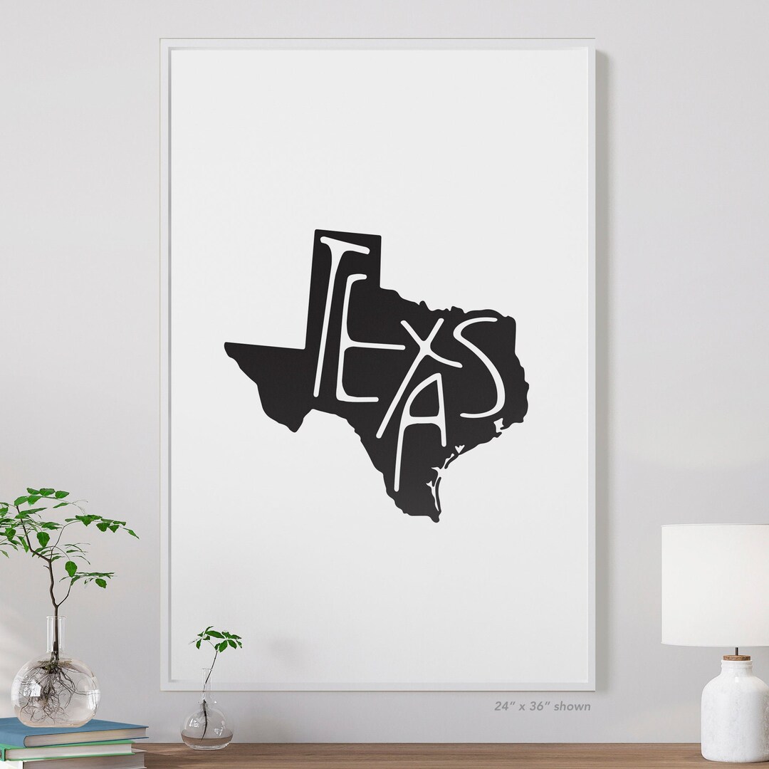Texas Art Print, Texas Print, Texas Map Poster, Minimalist Texas State ...