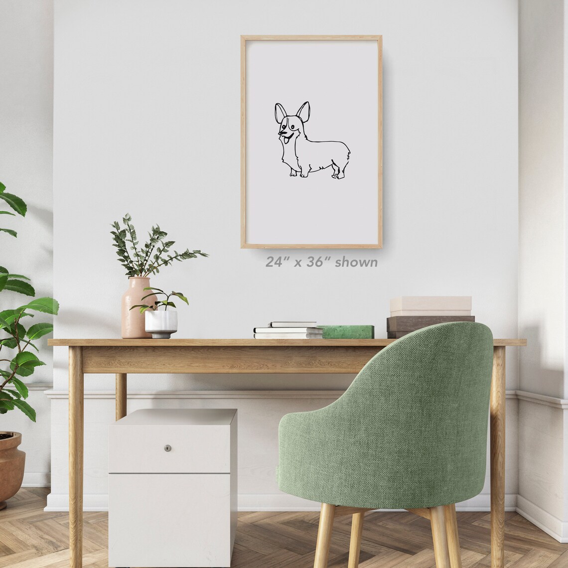 Corgi Poster Minimalist Corgi Dog Wall Art Modern Fine Line - Etsy