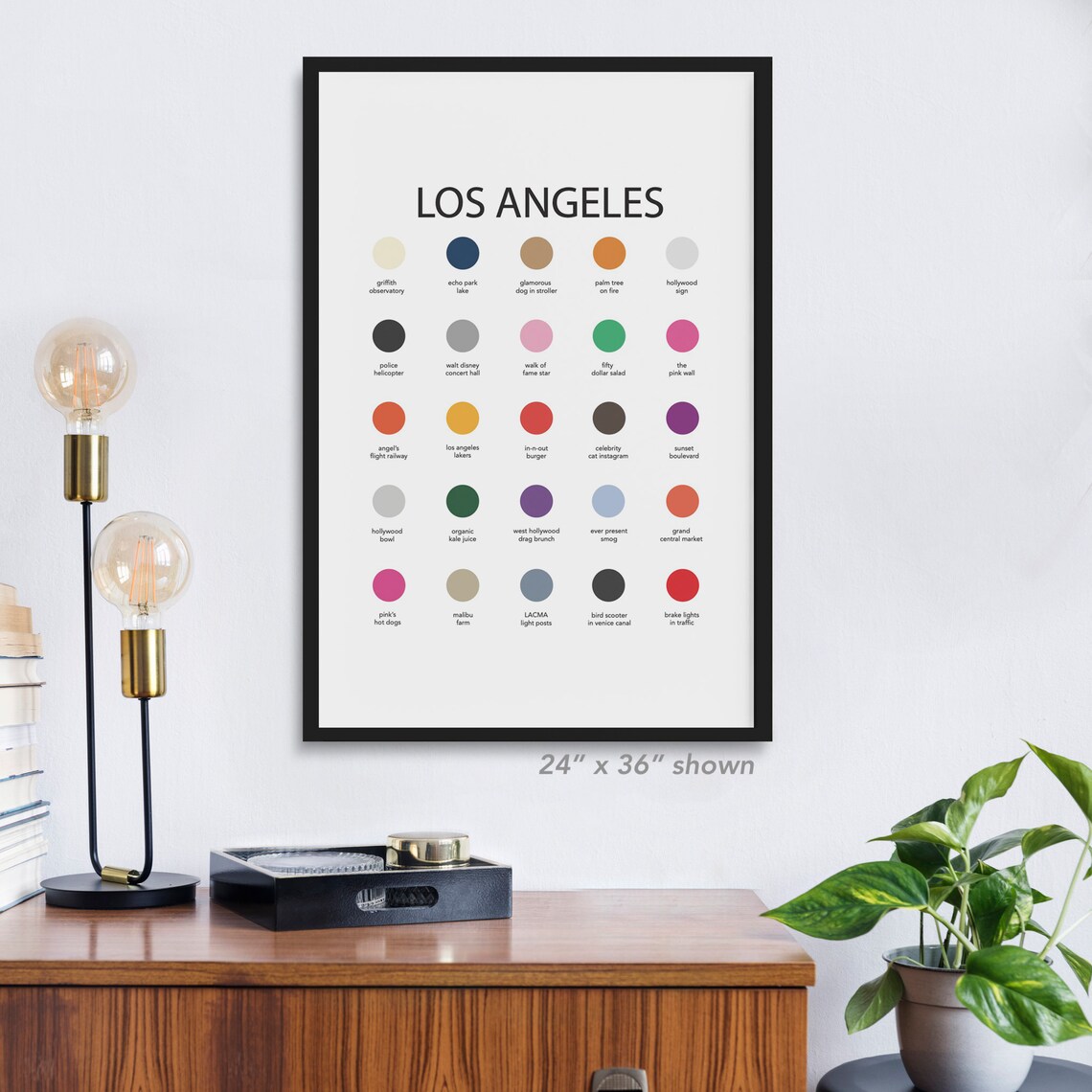 Los Angeles City Color Palette Print Los Angeles Poster - Etsy