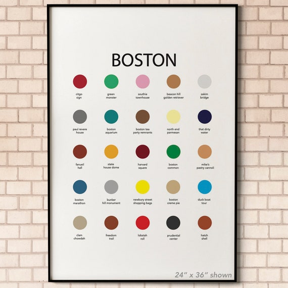 Boston Massachusetts City Color Palette Print Boston Print - Etsy