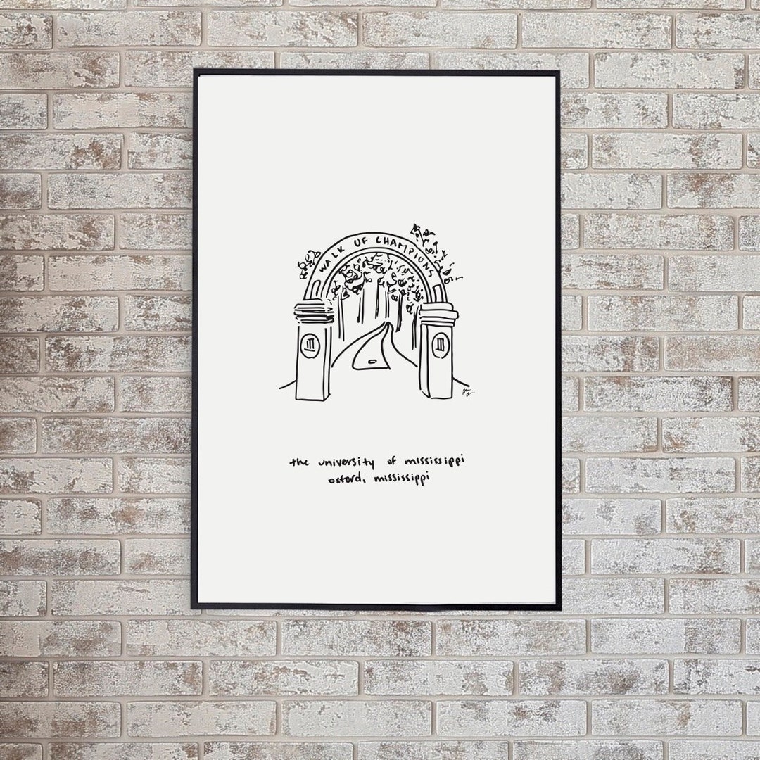 Ole Miss Campus Print Poster, Ole Miss Dorm Art Freshman, Ole Miss ...