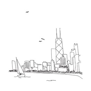 Chicago Skyline Art Print, Chicago Skyline Architecture Poster Print ...
