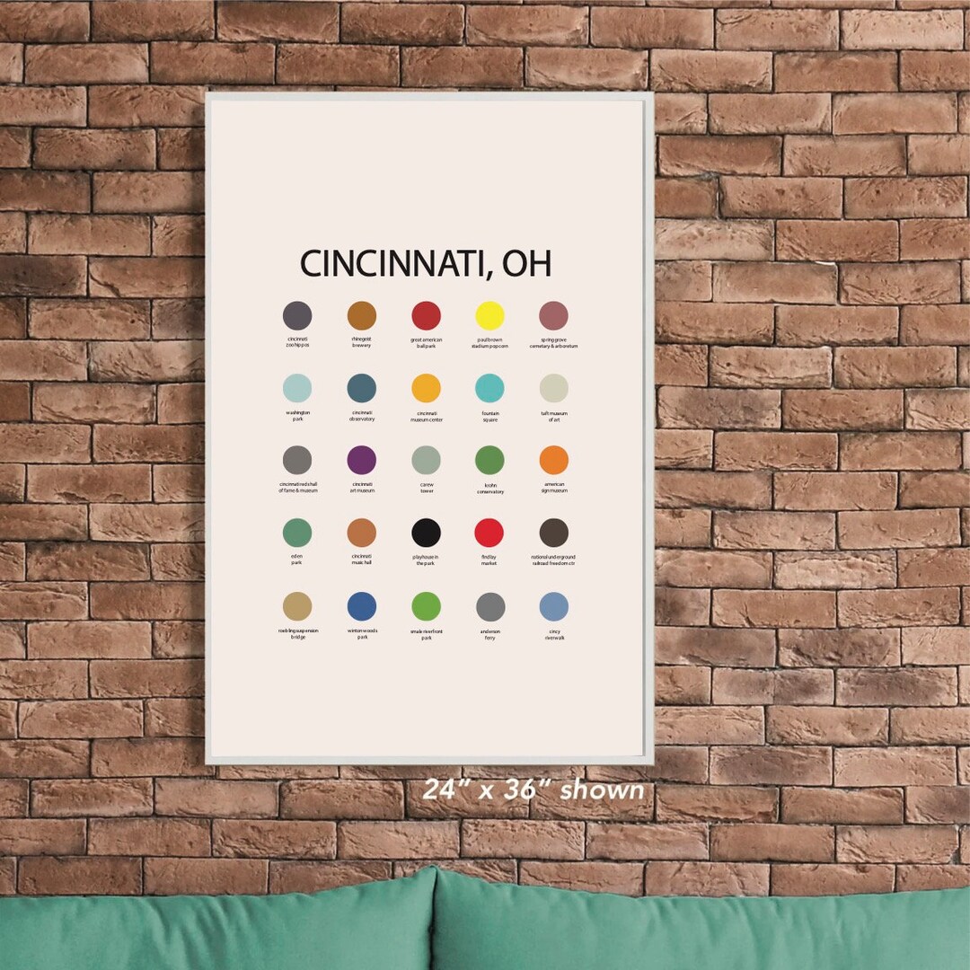 Cincinnati Ohio City Print Palette Art, Cincinnati Ohio Cincy OH, Cincy ...