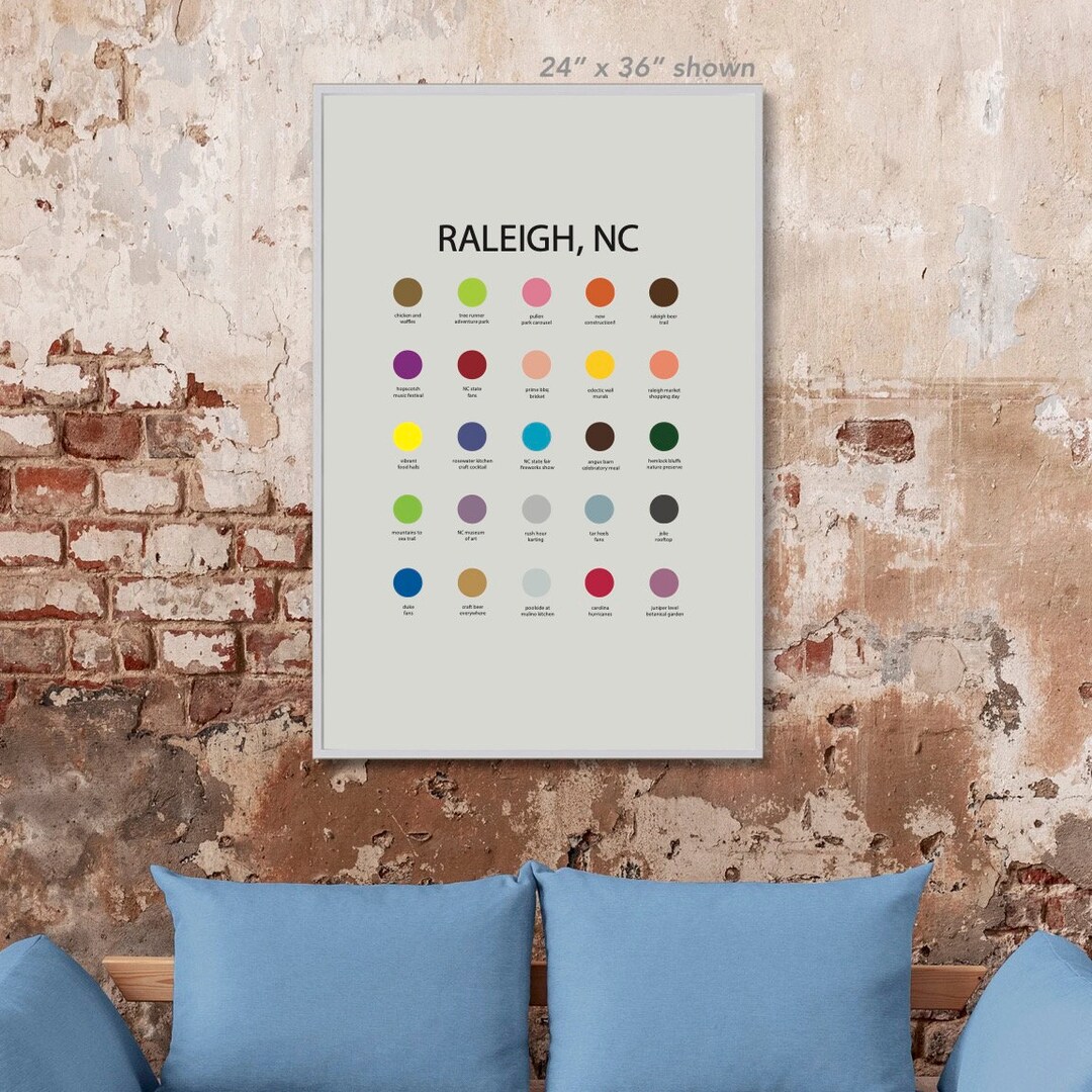 Raleigh NC City Color Palette Print, Raleigh NC Print, Raleigh NC Art ...