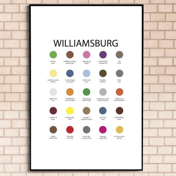 Williamsburg Brooklyn Color Palette Print New York City Wall | Etsy