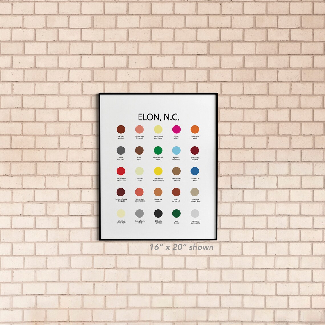 Elon North Carolina Color Palette Print Elon NC Map Print - Etsy