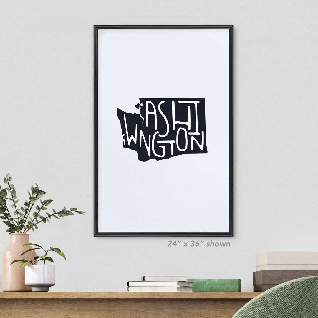 Washington State Art Print, Washington Poster, Washington Art Print ...