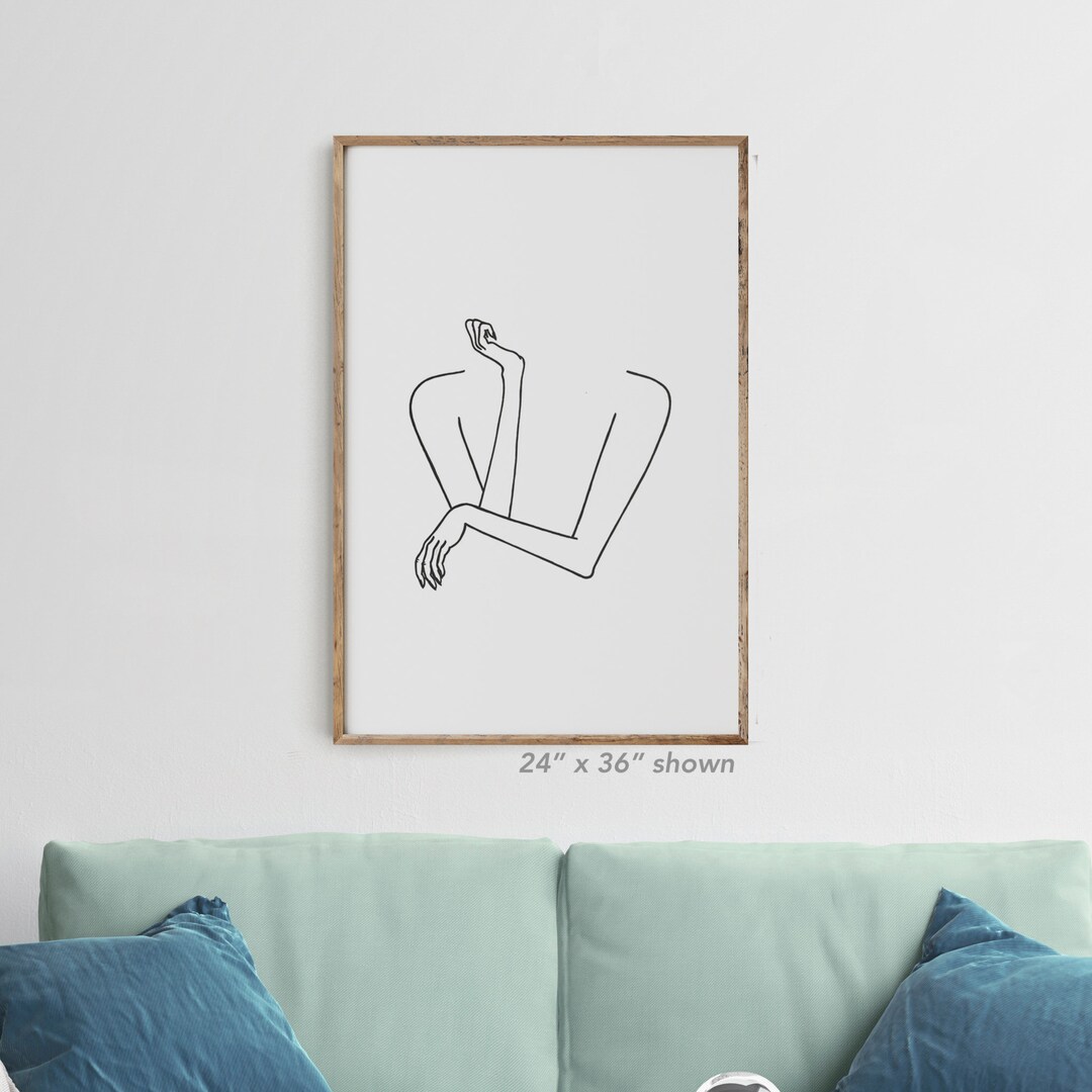 Abstract Woman Body, Female Body Line Drawing Print, Nude Line Drawing ...