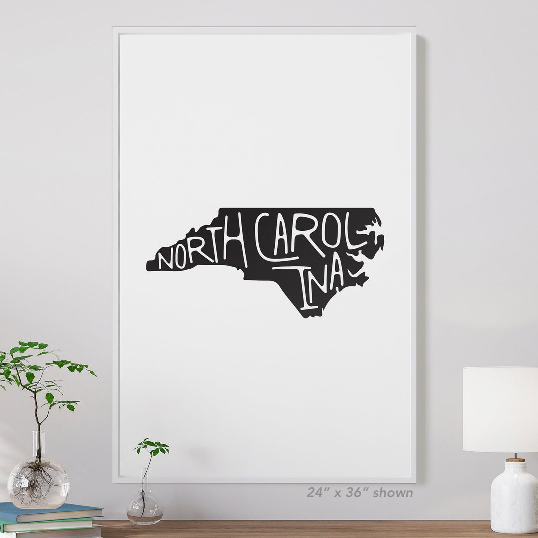 North Carolina Art Print, State of North Carolina Map Poster Print ...