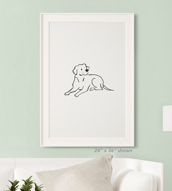 Labrador Retriever One Line Drawing Print Lab Doodle Wall - Etsy